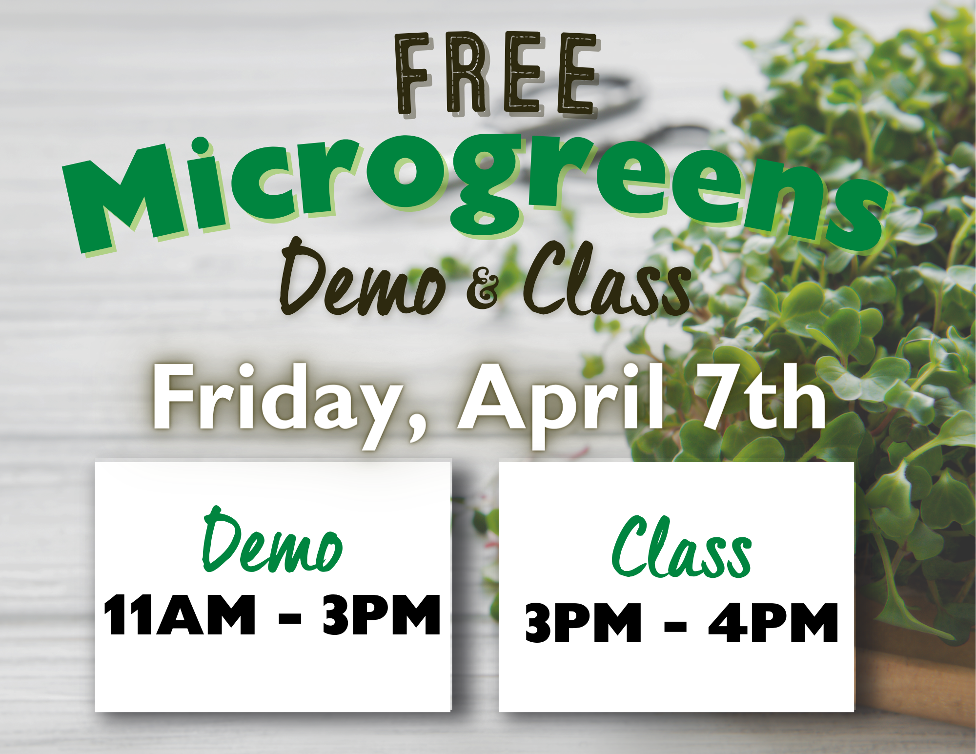 Microgreens Demo & Class - Natural Harvest